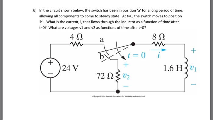 Solved In the circuit shown below, the switch has been in | Chegg.com