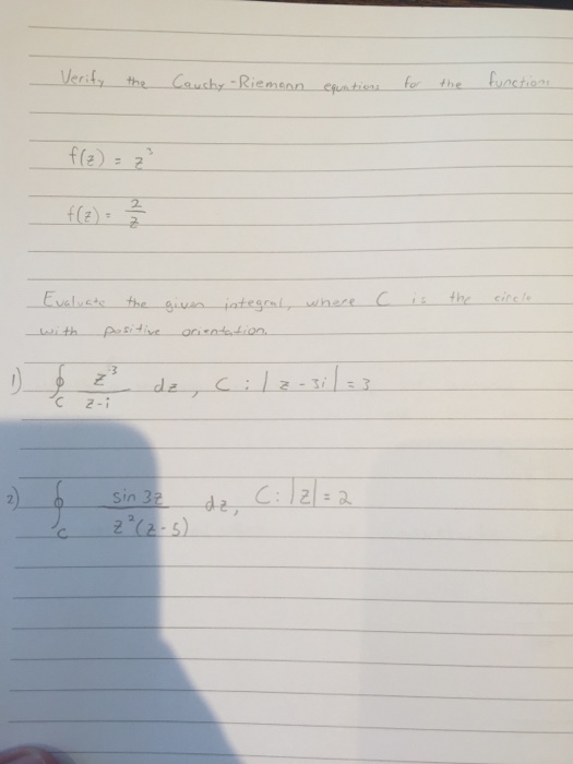 Solved Verify the cauchy Riemann equations for the functions | Chegg.com
