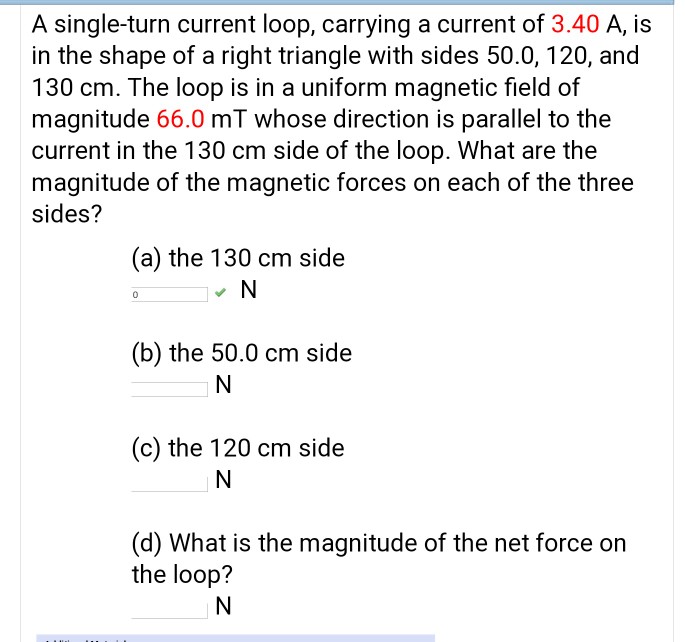 Solved A single-turn current loop, carrying a current of | Chegg.com