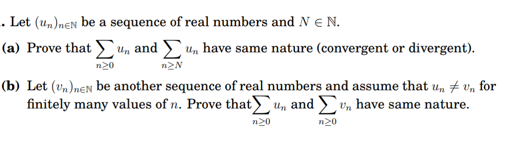 Solved Let (un)nEN be a sequence of real numbers and NEN (a) | Chegg.com