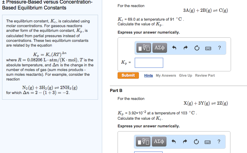 Solved The equilibrium constant, K_ c, is calculated using | Chegg.com