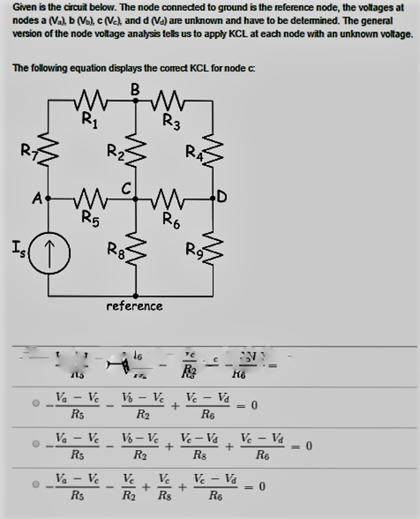 Solved Given is the circuit below. The node connected to | Chegg.com
