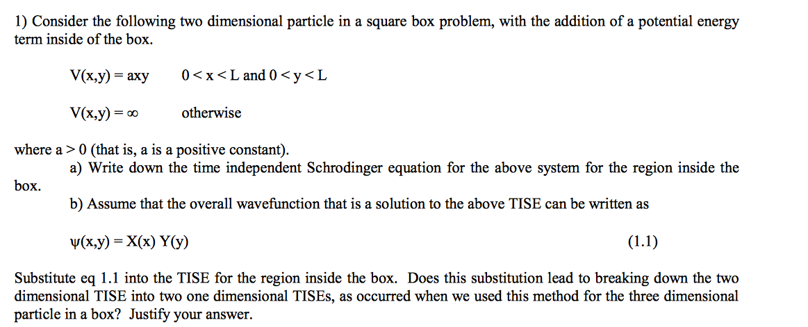 i need help with this two dimensional particle in a | Chegg.com