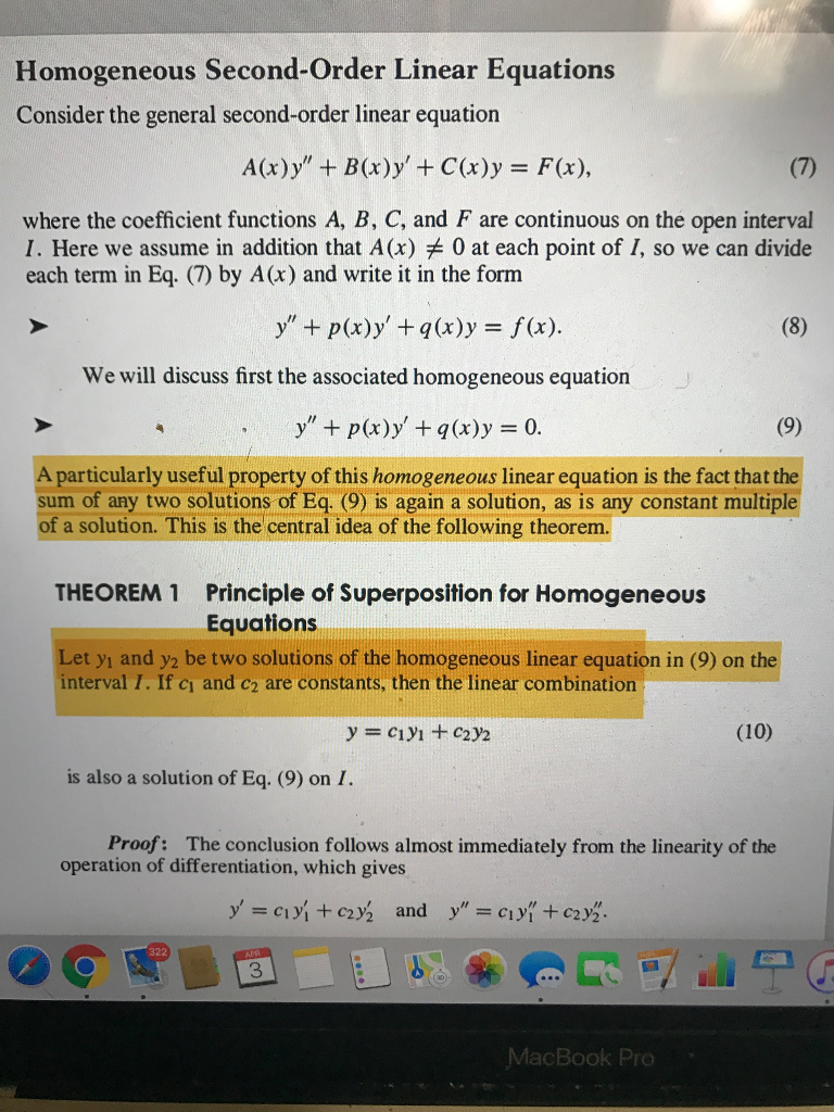 Solved Homogeneous Second Order Linear Equations Consider