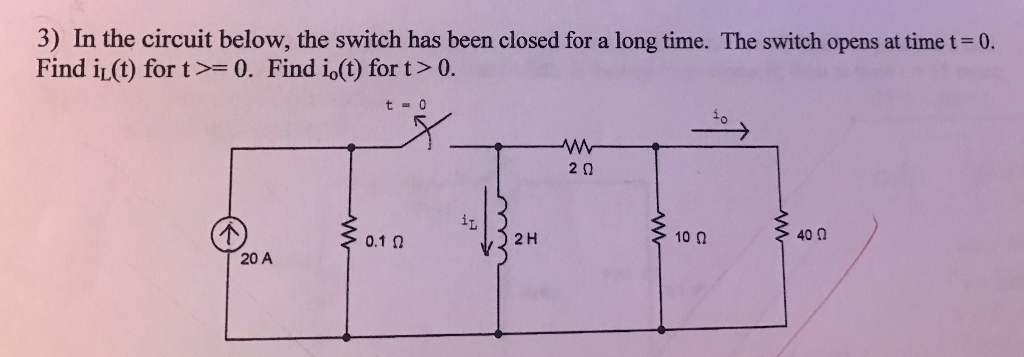Solved 3) In the circuit below, the switch has been closed | Chegg.com
