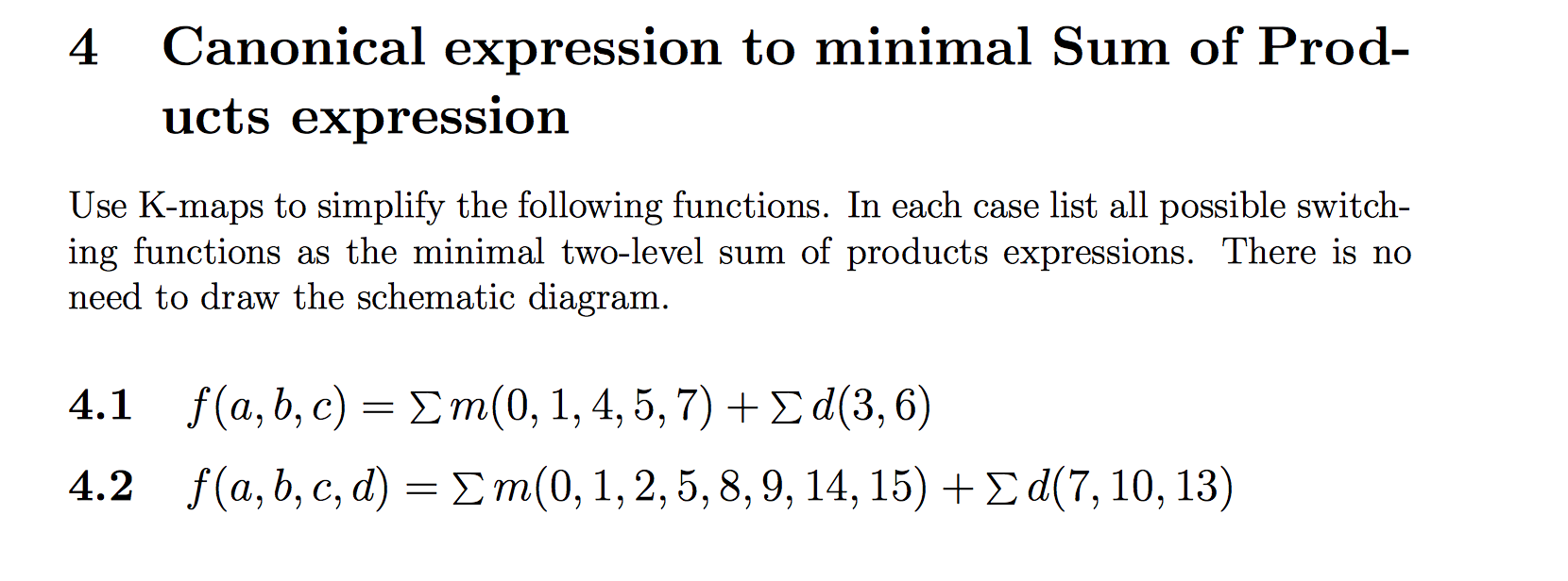 Solved Use K-maps to simplify the following functions. In | Chegg.com