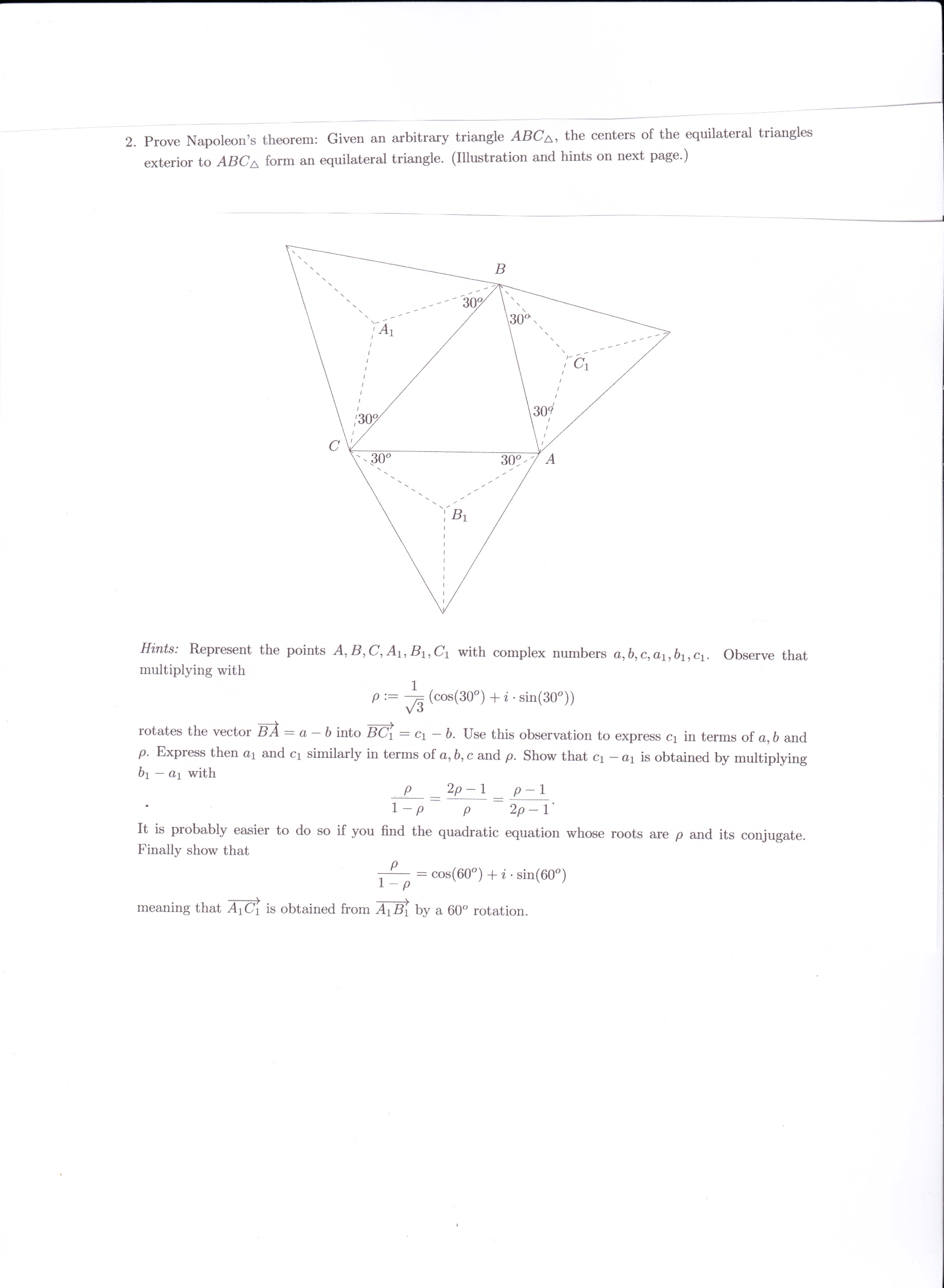 Solved Prove Napoleon's theorem: Given an arbitrary triangle | Chegg.com