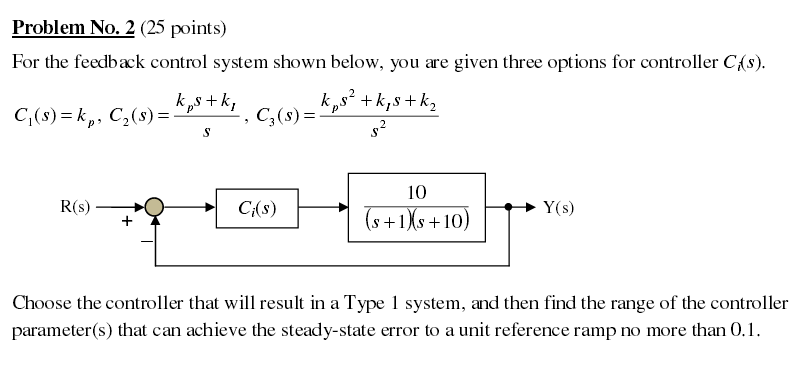 Solved For the feedback control system shown below, you are | Chegg.com