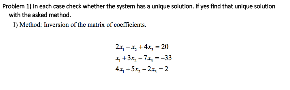 Solved In each case check whether the system has a unique | Chegg.com