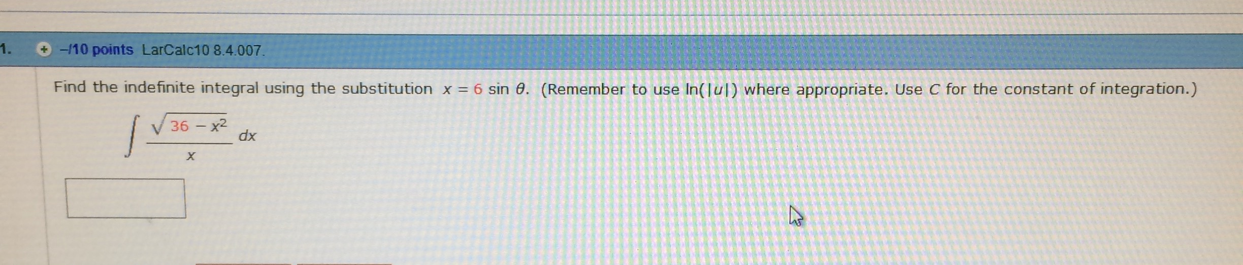 Solved Find the indefinite integral using the substitution x | Chegg.com