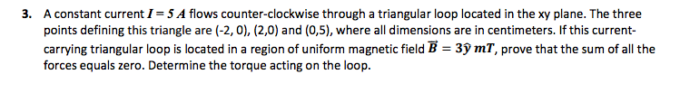 Solved A constant current I = 5 A flows counter-clockwise | Chegg.com