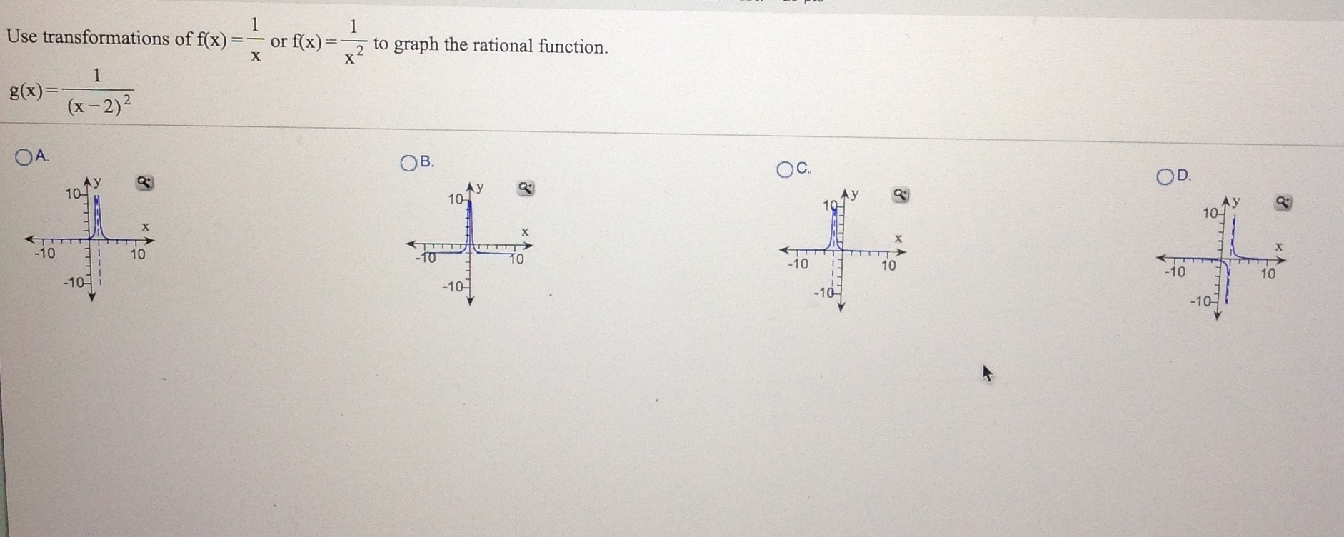 Solved Use transformations of f(x) = 1/x or f(x) = 1/x^2 to | Chegg.com