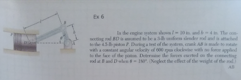 Solved Ex 6 In the engine system shown l = 10 m, and b 4 in. | Chegg.com