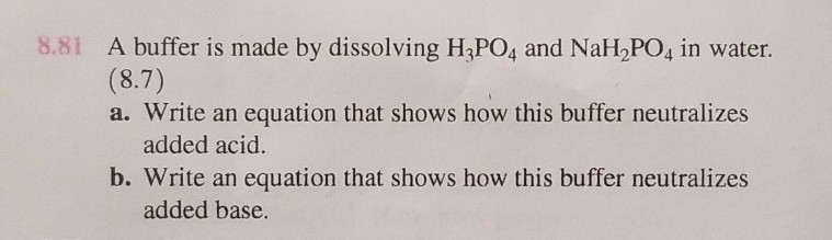 Solved A buffer is made by dissolving H,PO4 and NaH2PO4 in | Chegg.com