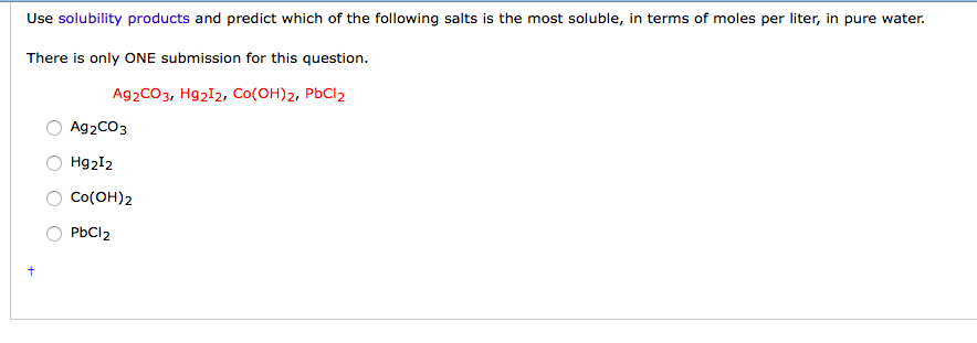 Solved Use solubility products and predict which of the | Chegg.com