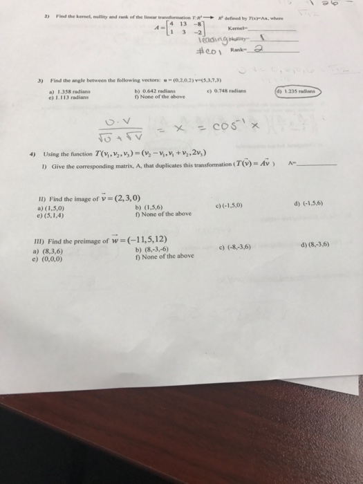 Solved Find the kernel, nullity and rank of the linear | Chegg.com
