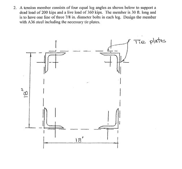 Solved 2. A tension member consists of four cqual leg angles | Chegg.com
