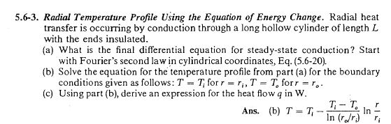 Solved 5.6-3. Radial Temperature Profile Using the Equation | Chegg.com