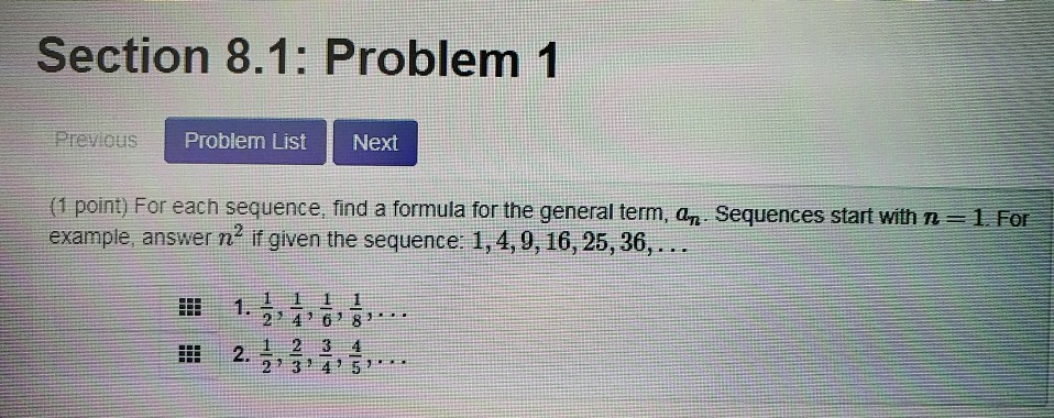 Solved Section 8.1: Problem 1 Previous Problem ListNext (1 | Chegg.com Solved Section 8.1: Problem 1 Previous Problem ListNext (1 | Chegg.com