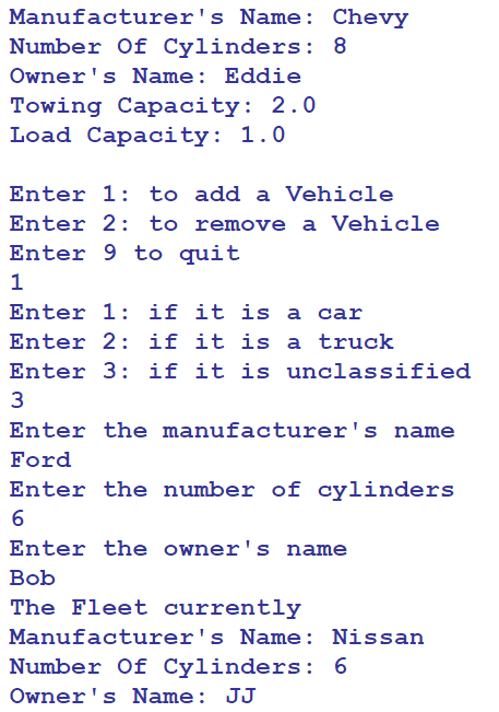 Solved Objective: Write a classes that represents a vehicle | Chegg.com