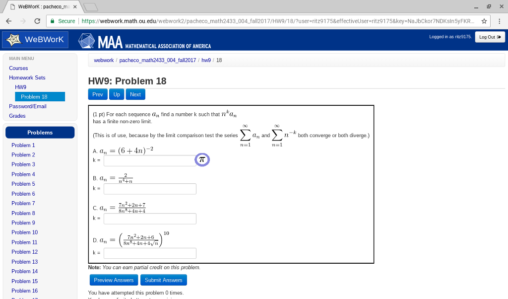 Solved For each sequence a_n find a number k such that | Chegg.com