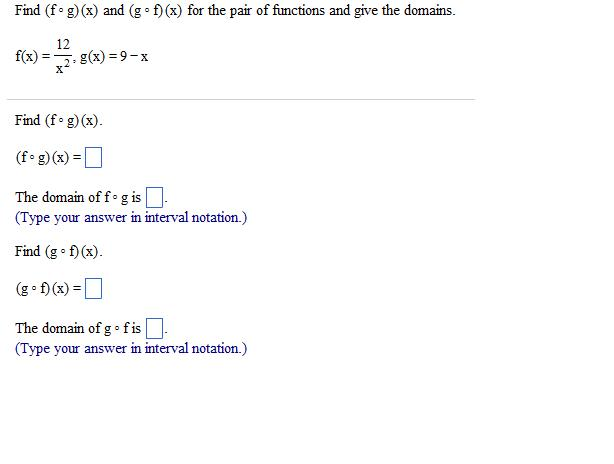 Solved Find (f degree g) (x) and (g degree f) (x) for the | Chegg.com