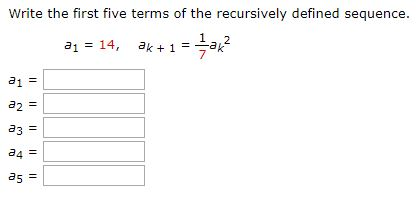 Solved Write the first five terms of the recursively defined | Chegg.com