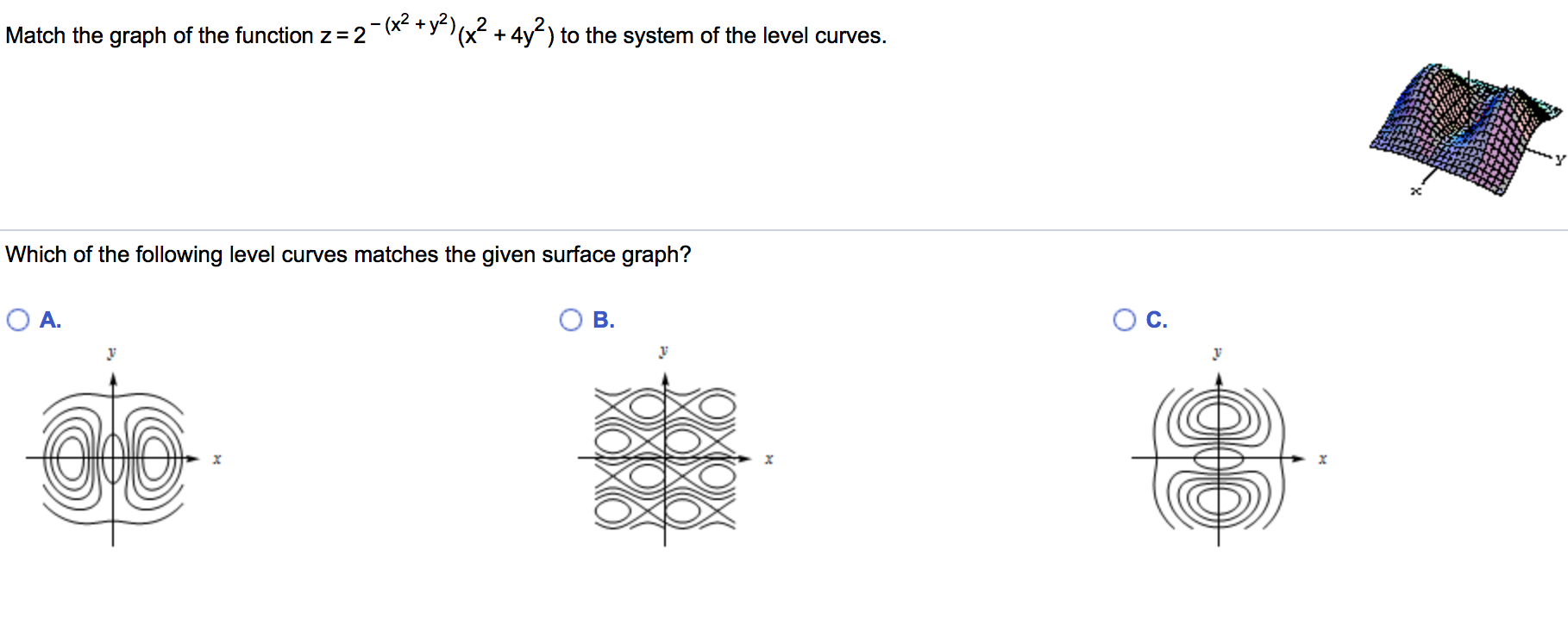 Solved Match the graph of the function z = 2^-(x^2+y^2) (x^2 | Chegg.com