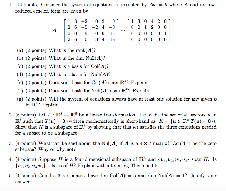 Solved 1. (14 points) Consider the system of equations | Chegg.com