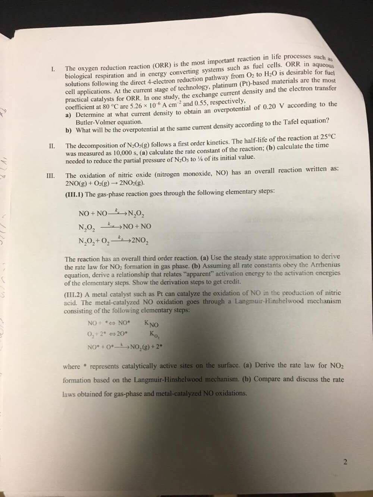 The oxygen reduction reaction (ORR) is the most | Chegg.com