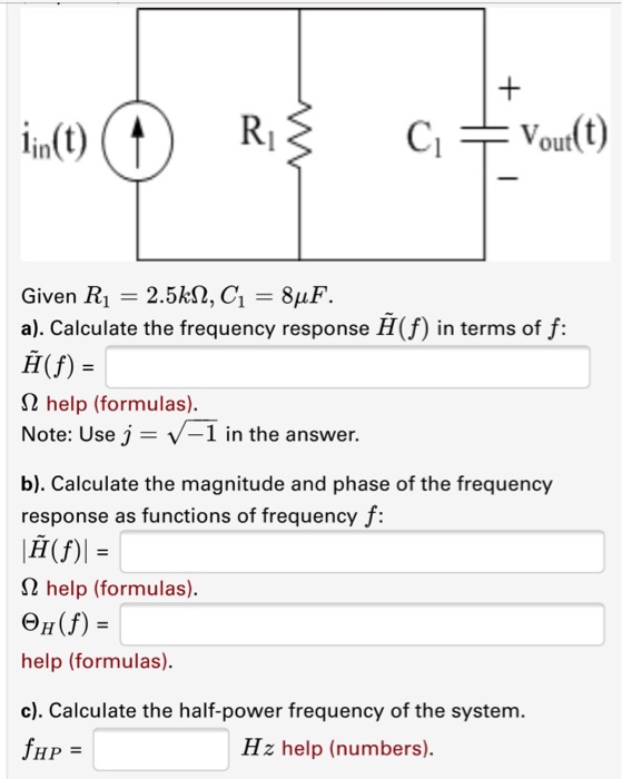 Solved Given R_1 = 2.5 k Ohm, C_1 = 8 mu F. Calculate the | Chegg.com