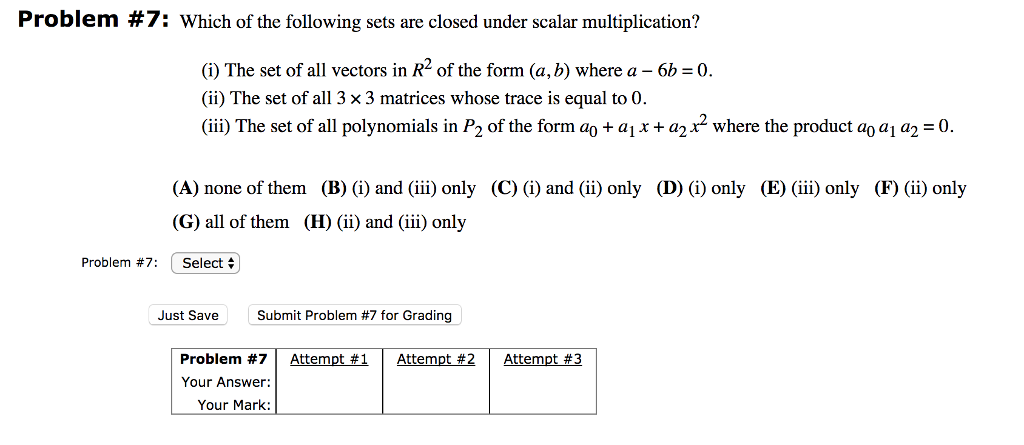 Solved Problem #7: Which of the following sets are closed | Chegg.com