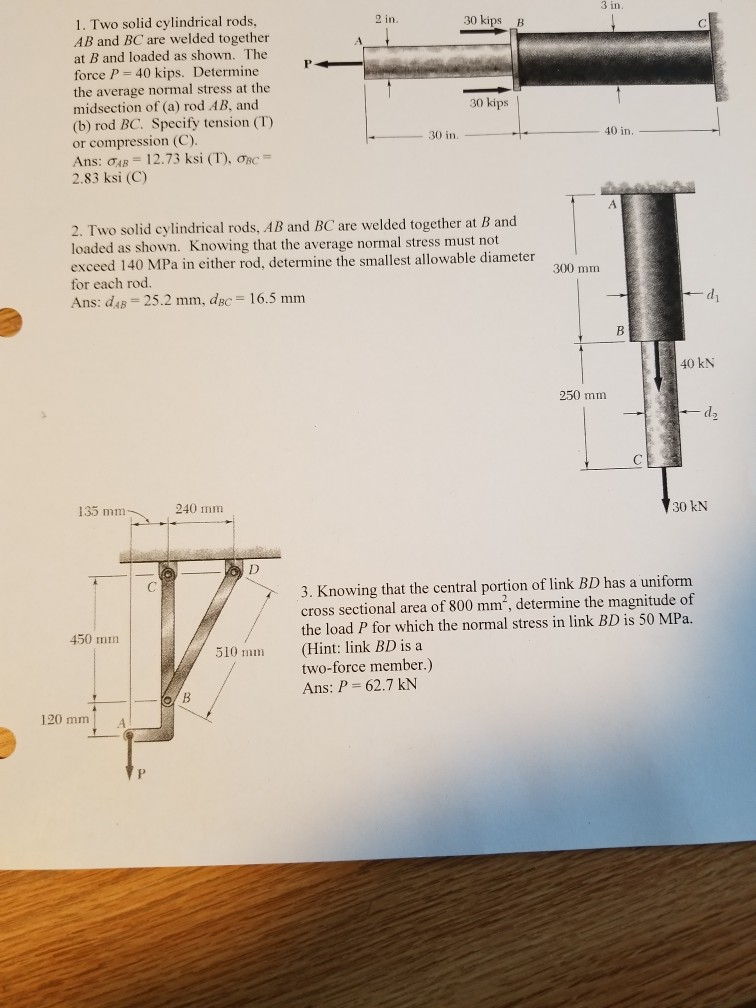 Solved 3 in 1. Two solid cylindrical rods, AB and BC are | Chegg.com