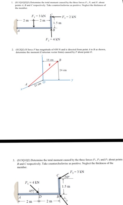 Solved Determine the total moment caused by the three forces | Chegg.com