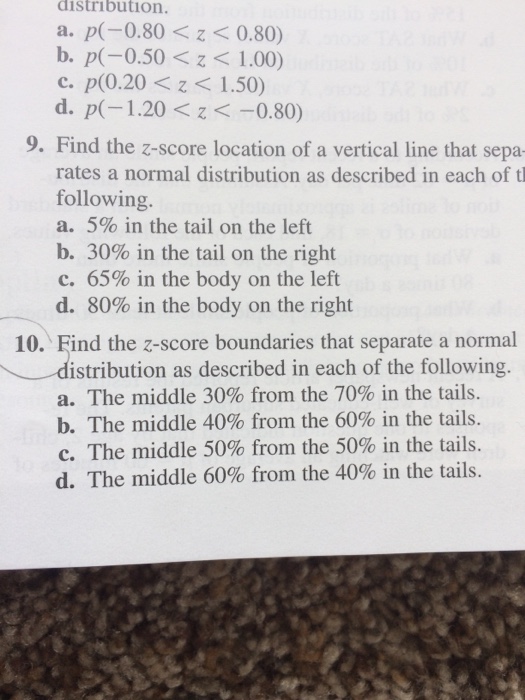 Solved Find the z-score location of a vertical line that | Chegg.com
