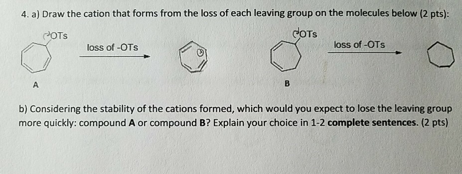 Solved 4. a) Draw the cation that forms from the loss of | Chegg.com