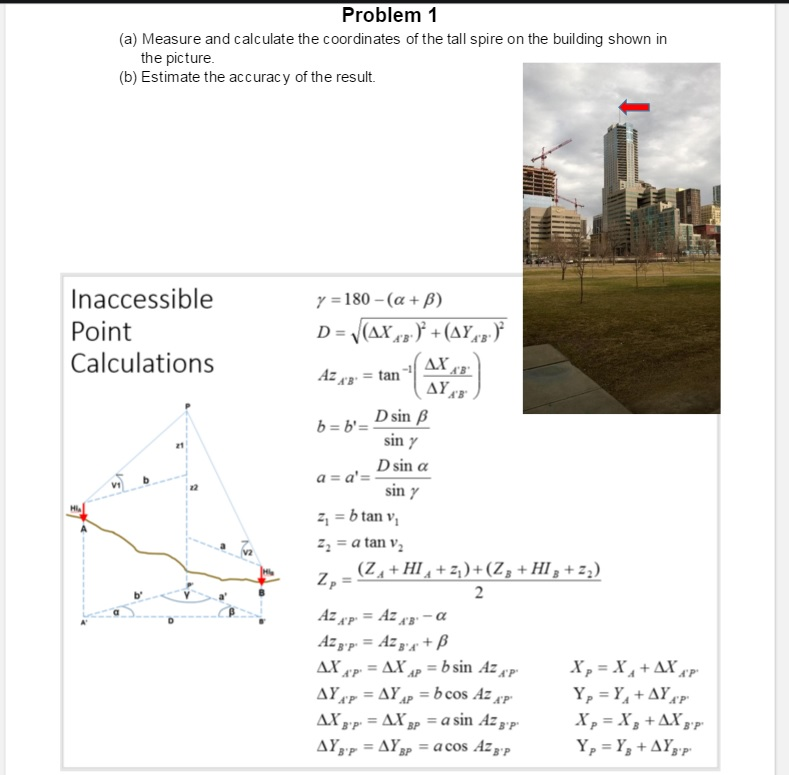 Solved Surveying Question: Calculating an inaccessible | Chegg.com