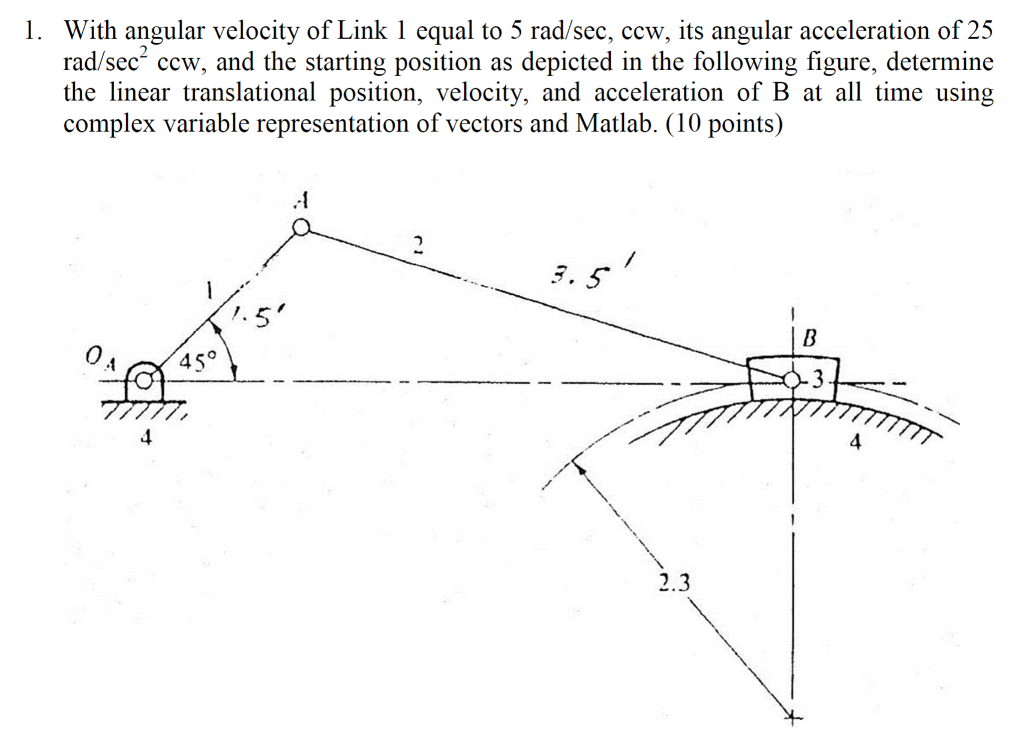 Solved With angular velocity of Link 1 equal to 5 rad/sec, | Chegg.com