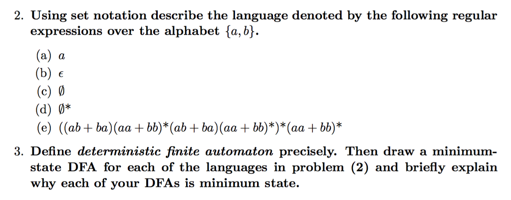 Solved 2. Using set notation describe the language denoted | Chegg.com