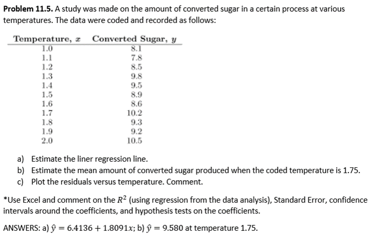 Solved A study was made on the amount of converted sugar in | Chegg.com