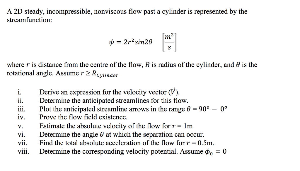 Solved A 2D steady, incompressible, nonviscous flow past a | Chegg.com
