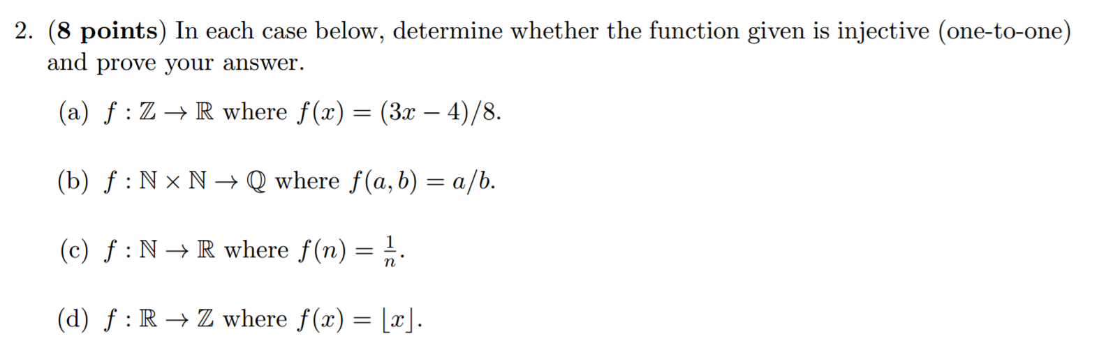 Solved In each case below, determine whether the function | Chegg.com