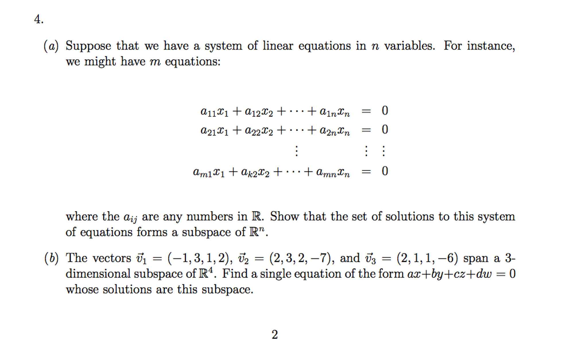 Solved Prove that this set makes up the subspace of R^n and | Chegg.com
