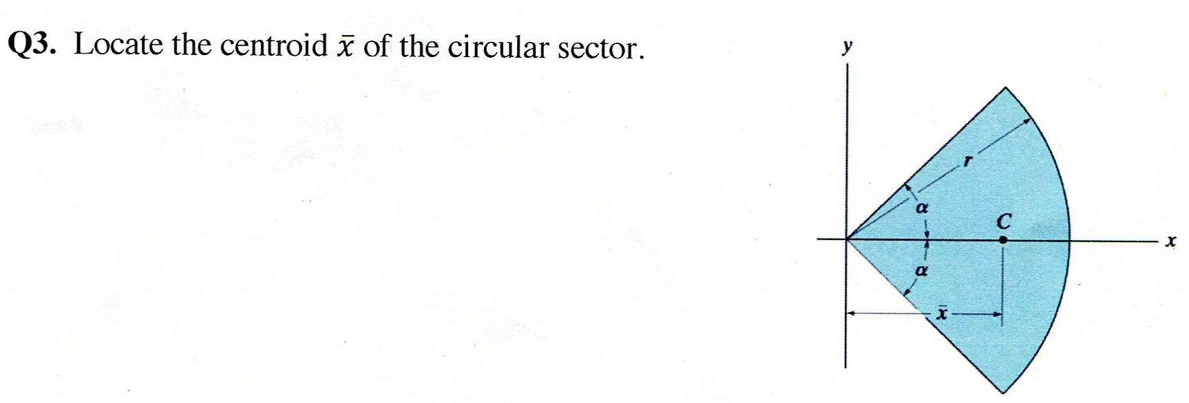 Solved Locate the centroid x of the circular sector. | Chegg.com