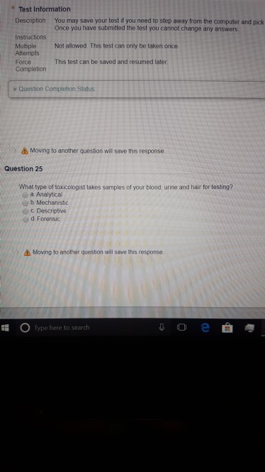 Solved Test Information Description You may save your test | Chegg.com