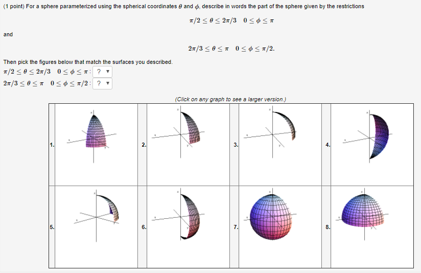 Solved (1 point) For a sphere parameterized using the | Chegg.com