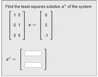 Solved Find the least-squares solution " of the system 1 0 | Chegg.com