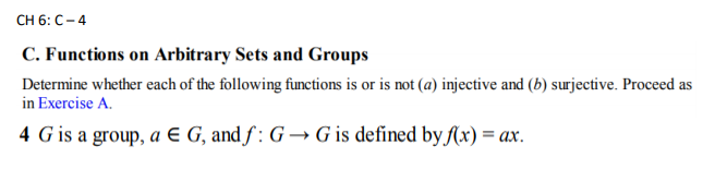 Solved CH 6: C-4 C. Functions on Arbitrary Sets and Groups | Chegg.com