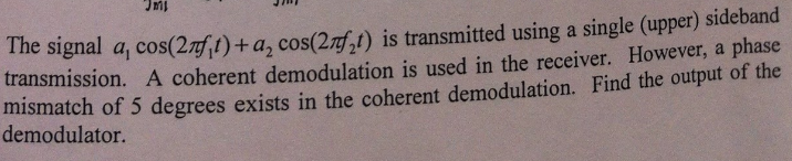 Solved The signal a_1 cos(2pif_1t) + a_2 cos(2pif_2t) is | Chegg.com