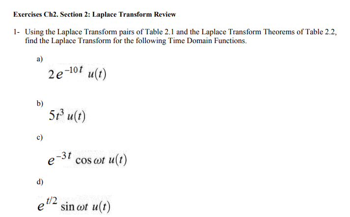 Solved Laplace Transform Review Using the Laplace Transform | Chegg.com